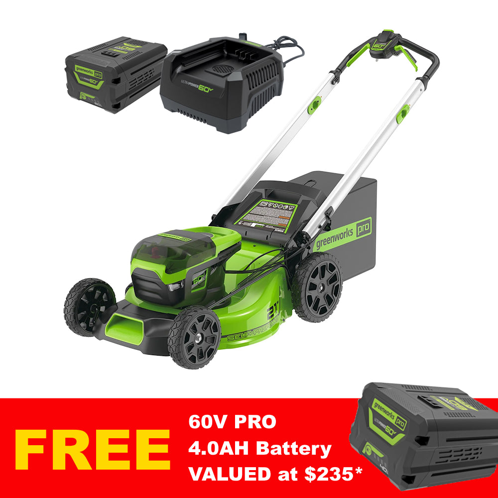 Greenworks 60V Battery 18" (460mm) 4.0ah Self Propelled Lawn Mower Kit ...