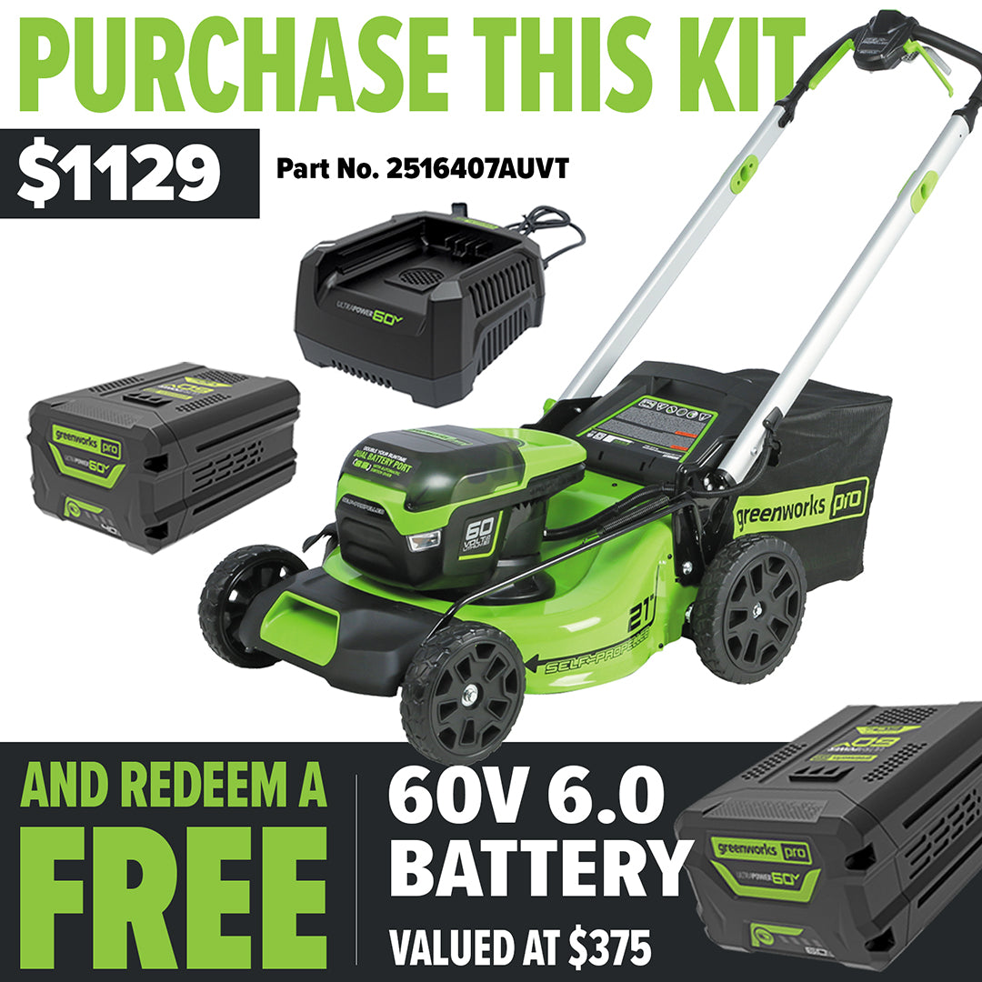 Greenworks 60v 21" (510mm) 6.0ah Battery Self Propelled Lawn Mower Kit ...